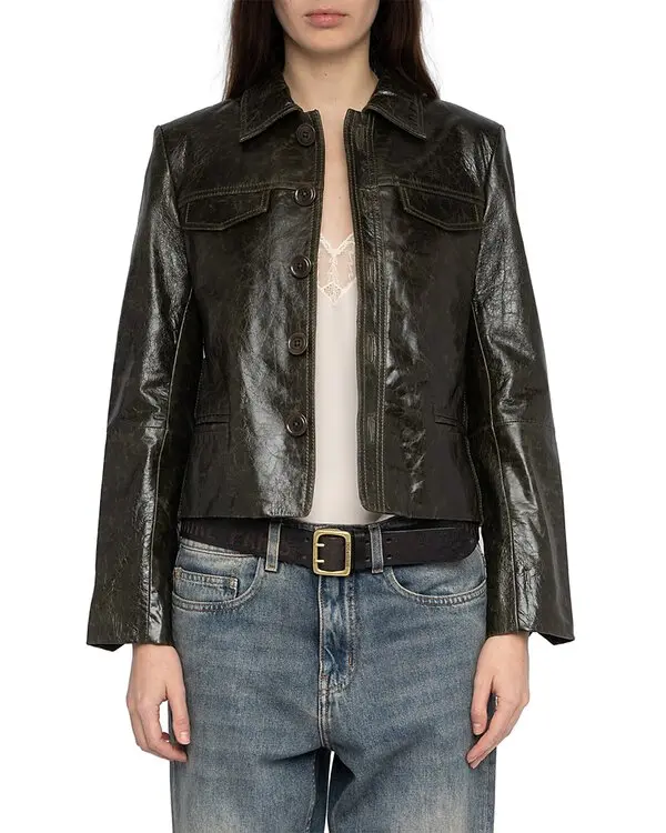Zadig&Voltaire Liam Cuir Glossy Leather Jacket