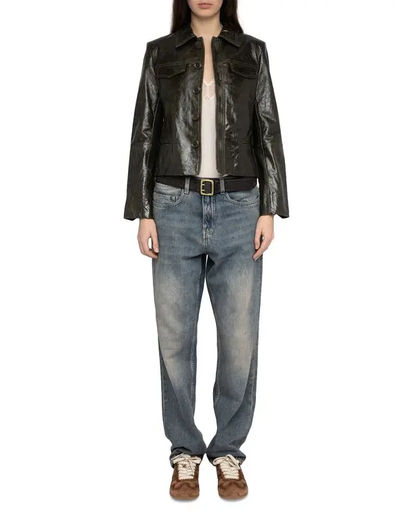 Zadig&Voltaire Liam Cuir Glossy Leather Jacket