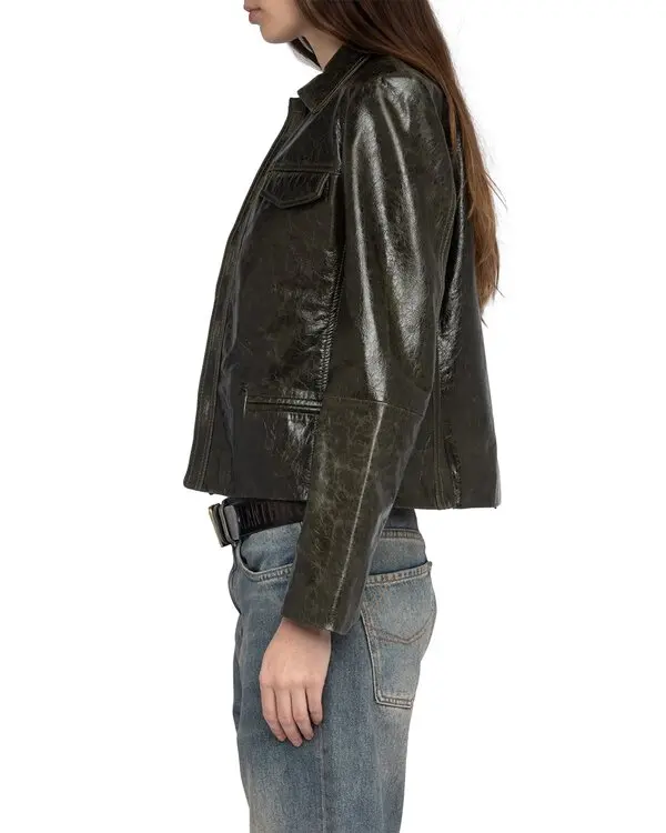 Zadig&Voltaire Liam Cuir Glossy Leather Jacket