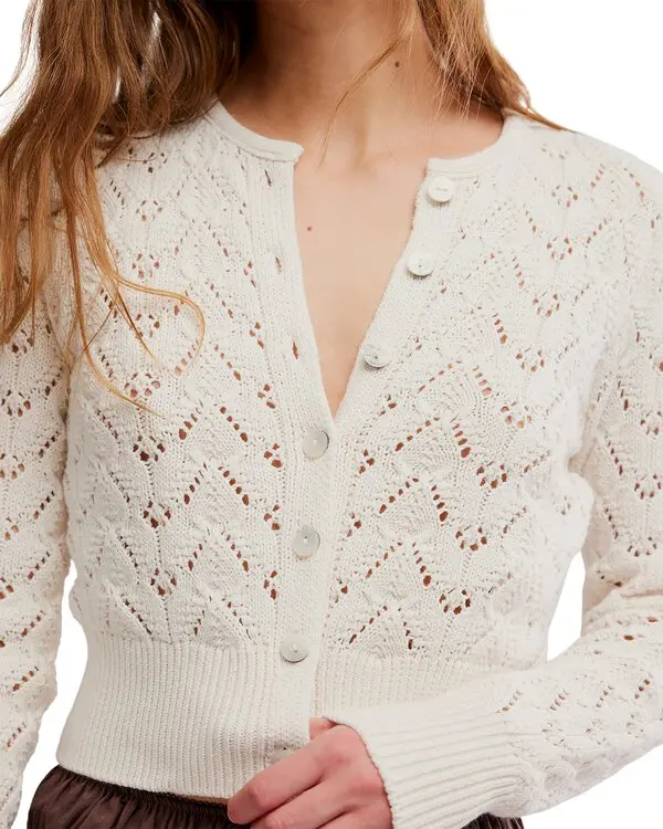Free People Pretty In Pointelle Cardigan - Ivory