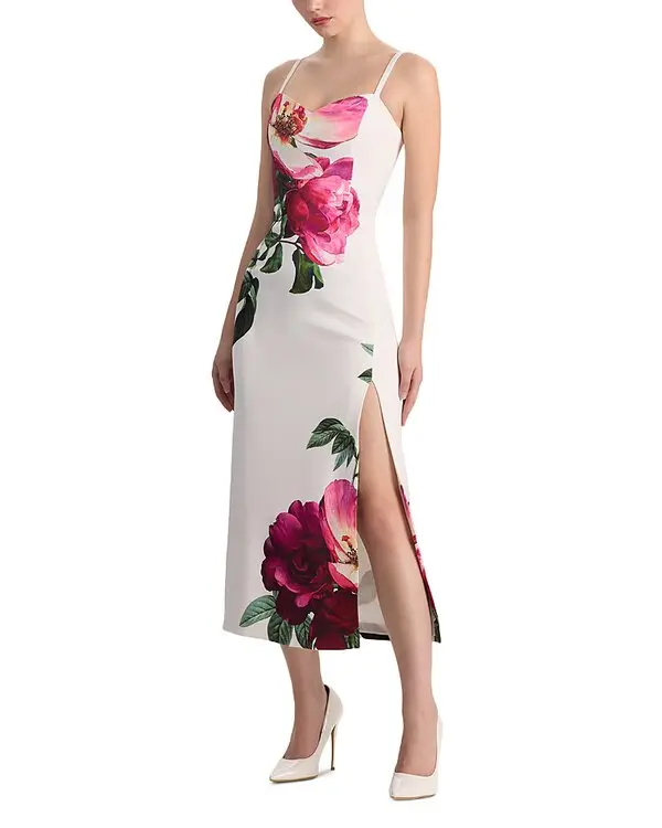 Alice + Olivia Nina Spaghetti Strap Dress - Empress Bloom Off White