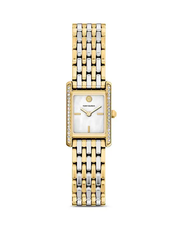 Tory Burch Small Eleanor Watch, 19mm X 28mm - Two Tone/mother Of Pearl