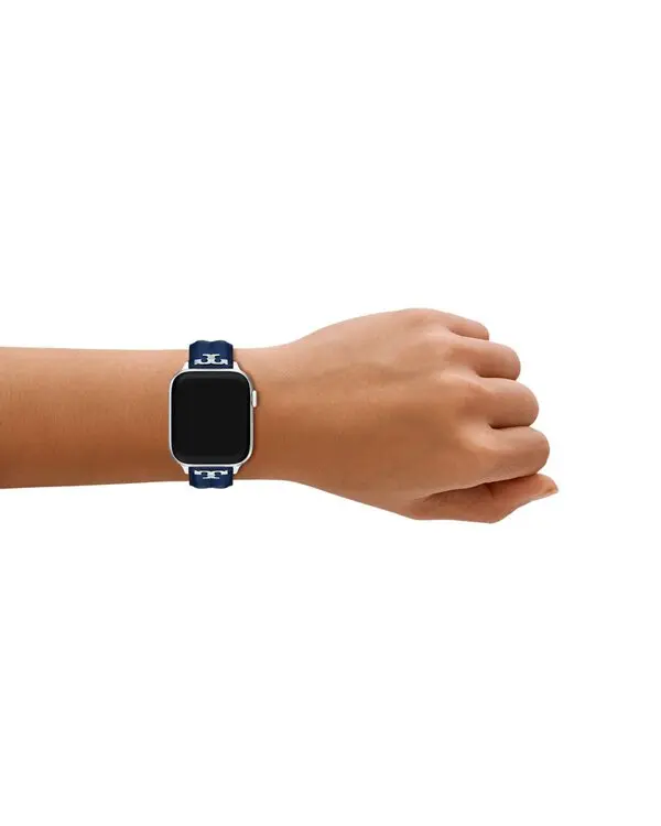 Tory Burch Kira Leather Band For Apple Watch - Blue | Editorialist
