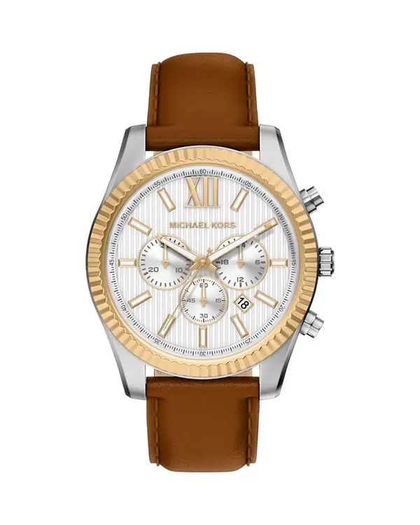Michael Kors Lexington Chronograph, 45mm - Brown/white