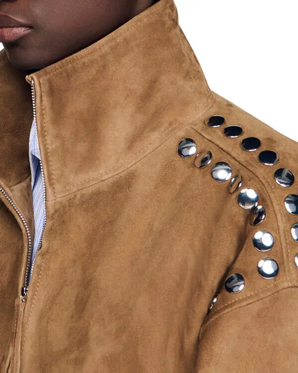Sandro Studded Suede Jacket