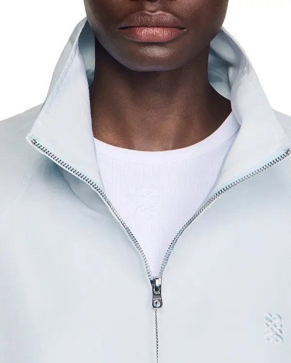 Sandro Stand Collar Zip-up Jacket - Sky Blue