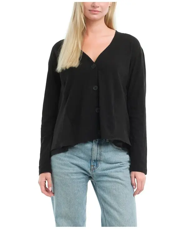 WILT CLOTHING Button Front Mixed Cardigan - Black