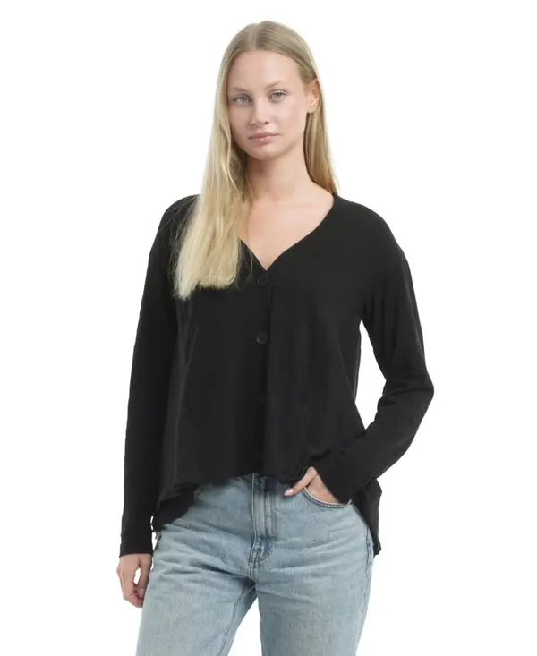 WILT CLOTHING Button Front Mixed Cardigan - Black