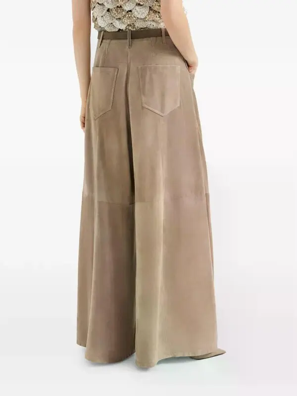 Brunello Cucinelli Suede Monili-detail Trousers - Neutrals