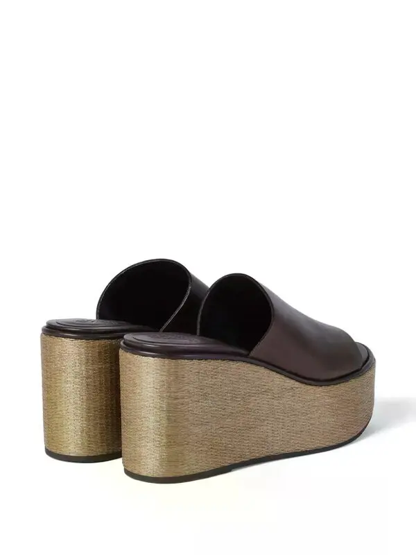 Brunello Cucinelli Leather Wedge Sandals