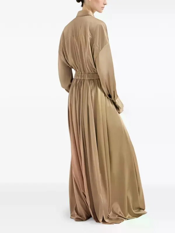 chinese dress ladies Linen Twill Maxi Dress