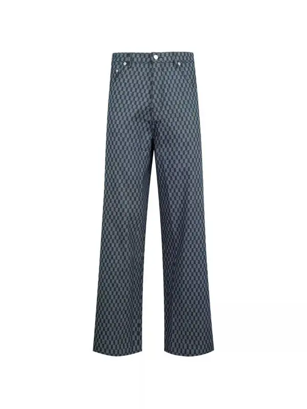 PLEASURES Checked Baggy-fit Jeans - Blue