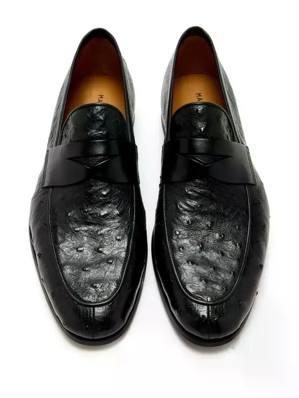 Magnanni Leather Penny Loafers - Black