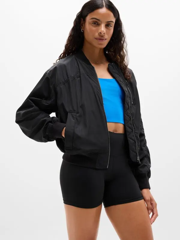 Athleta Citybound Relaxed Bomber Jacket - Black