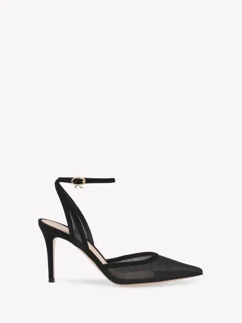 GIANVITO ROSSI Dorotea D'orsay 85 Ankle Pumps - Black Fabric