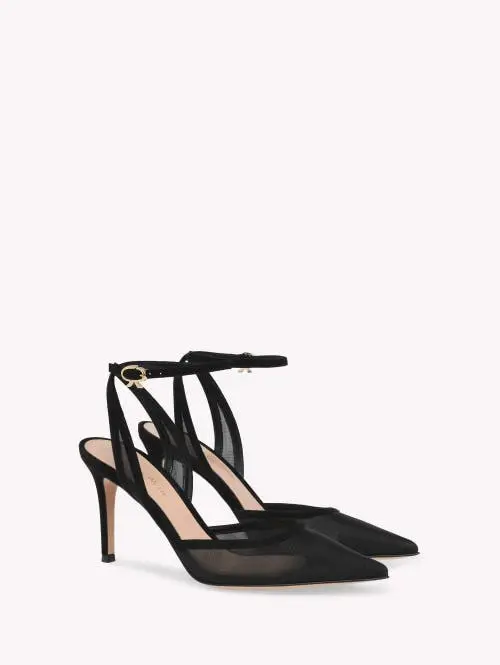 GIANVITO ROSSI Dorotea D'orsay 85 Ankle Pumps - Black Fabric