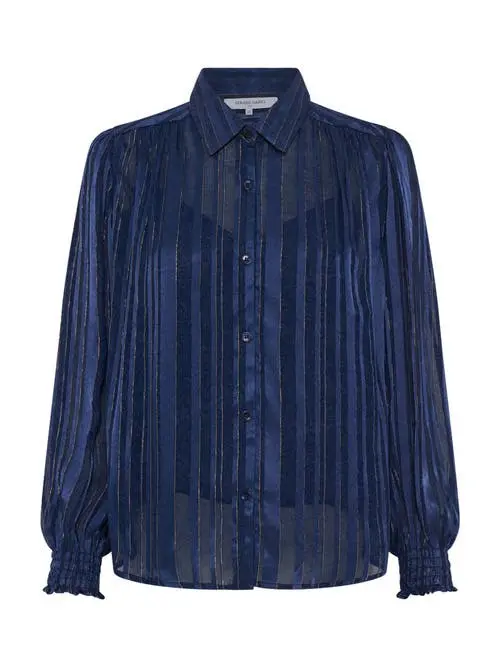 Gerard Darel Annick Sheer Lurex Stripe Blouse