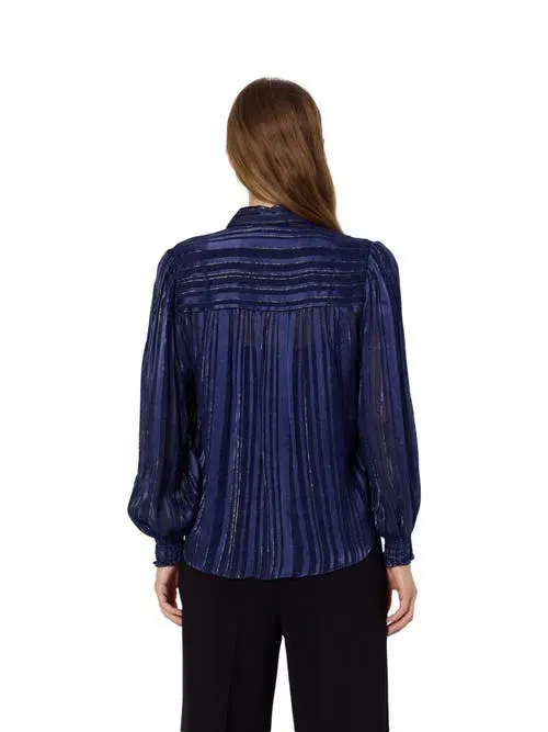 Gerard Darel Annick Sheer Lurex Stripe Blouse
