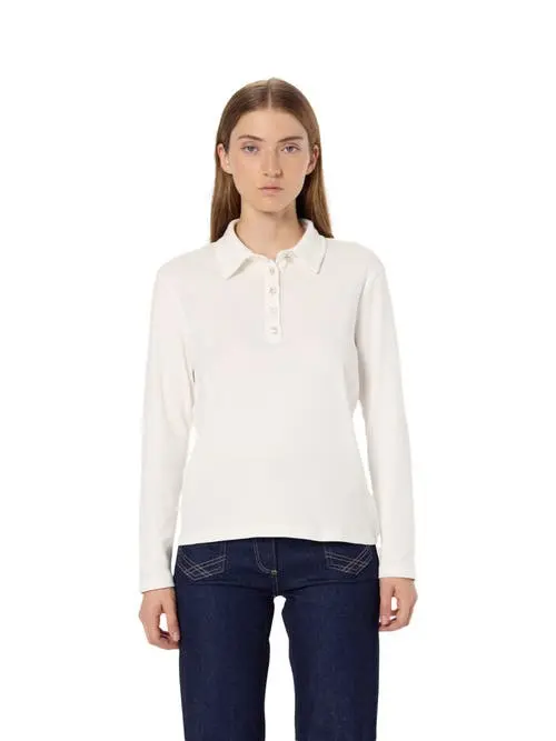 Gerard Darel Hania Rhinestone Button Polo Shirt