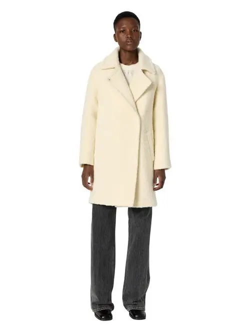 Gerard Darel Bouclé Mid-length Coat - Ecru