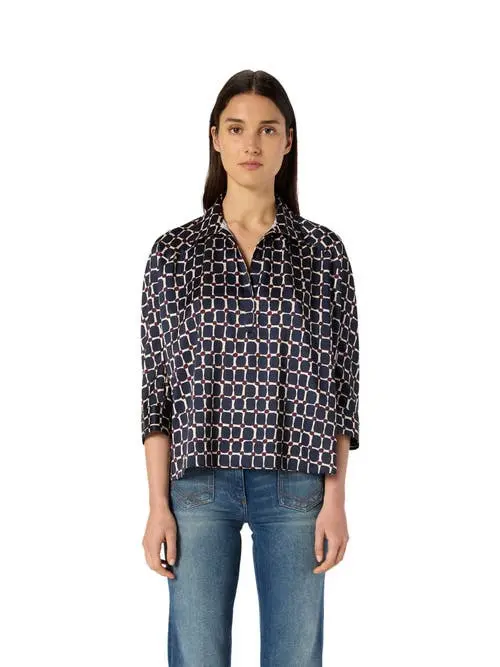 Gerard Darel Ariane Geometric Print Boxy Blouse