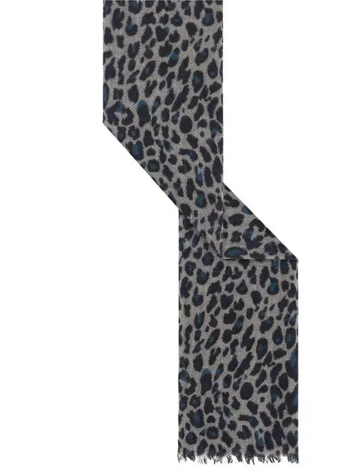 Gerard Darel Rosalie Leopard Pattern Scarf - Navy Blue