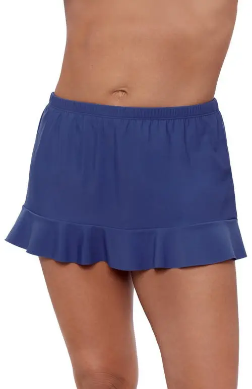 AQUA GREEN High Waist Ruffle Skirt Swimsuit Bottom - Cerulean