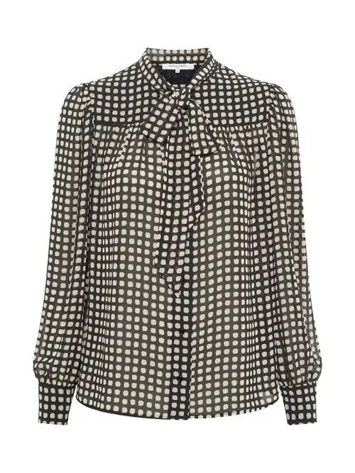 Gerard Darel Alisha Sheer Tie-neck Blouse