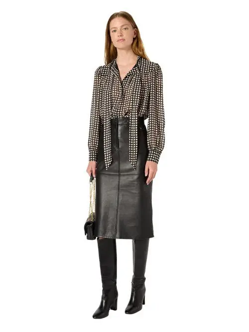 Gerard Darel Alisha Sheer Tie-neck Blouse