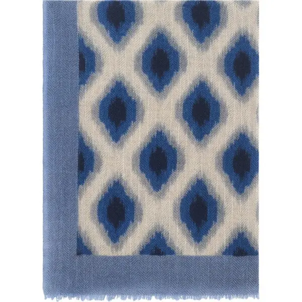 Gerard Darel Raquel Geometric Pattern Scarf - Gray Blue