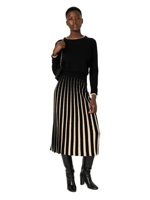 Gerard Darel Bibiane Pleated Knit Midi Skirt