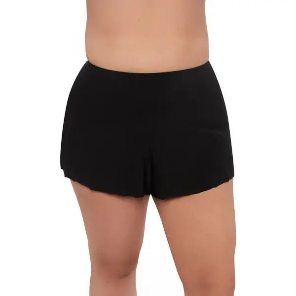 AQUA GREEN High Waist Beach Short Swimsuit Bottom - Black