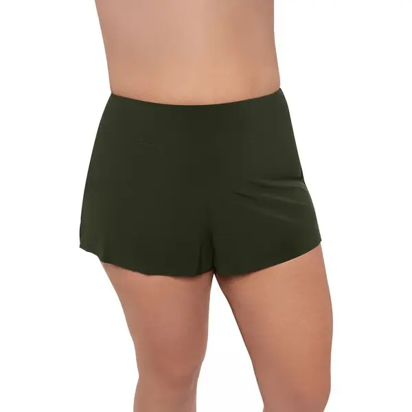AQUA GREEN High Waist Beach Short Swimsuit Bottom - Malachite