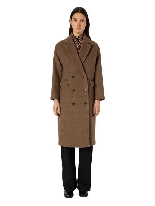 Gerard Darel Mady Double-breasted Midi Length Coat - Brown