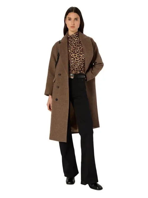 Gerard Darel Mady Double-breasted Mid-length Coat - Brown
