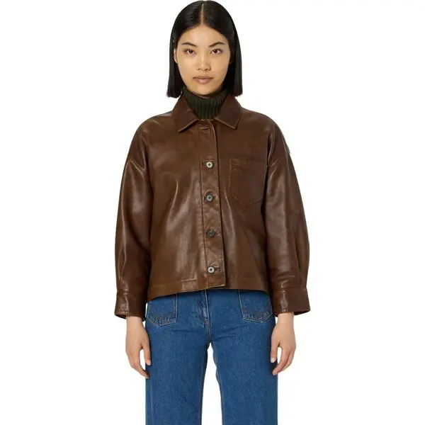 Gerard Darel Nicole Leather Button-front Jacket