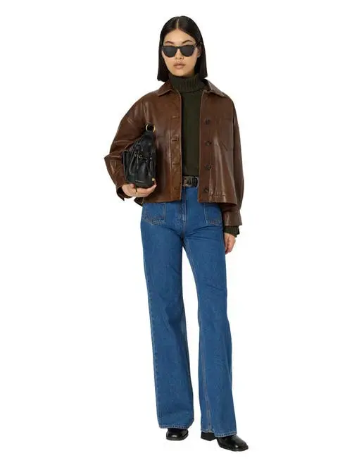 Gerard Darel Nicole Leather Button-front Jacket
