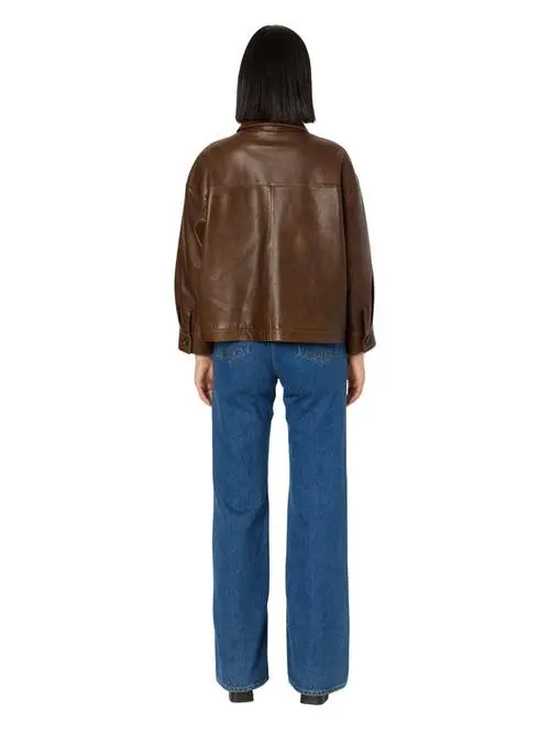 Gerard Darel Nicole Leather Button-front Jacket