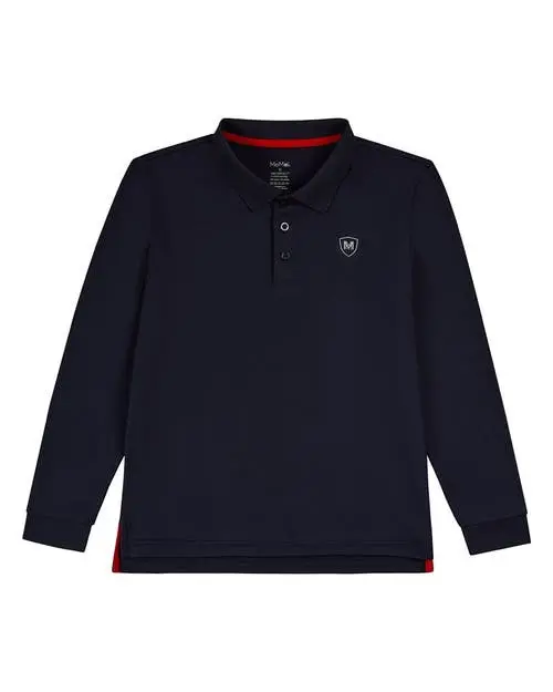 MEMOI Silky Dri-effect Long Sleeve Polo Shirt - Midnight Navy