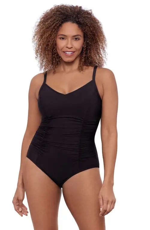 AQUA GREEN Finley Princess Seam One-piece Swimsuit - Black