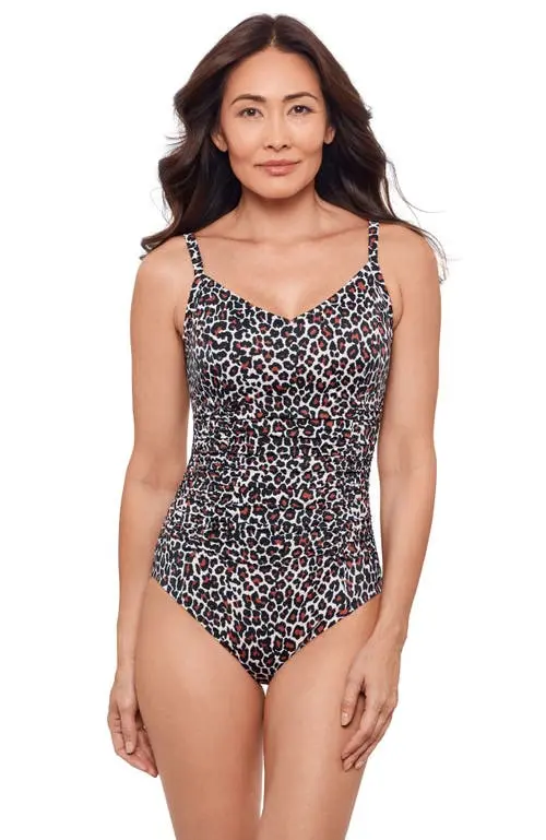 AQUA GREEN Finley Princess Seam One-piece Swimsuit - Desert Leopard