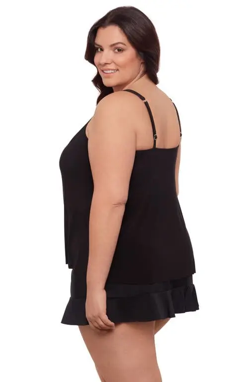 AQUA GREEN Keyhole High Neck Tankini Swimsuit Top - Black