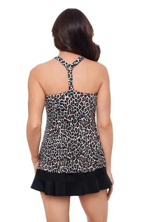 AQUA GREEN Supportive Y-back Tankini Swimsuit Top - Desert Leopard