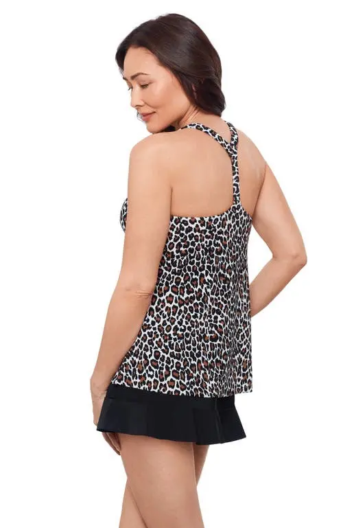 AQUA GREEN Supportive Y-back Tankini Swimsuit Top - Desert Leopard