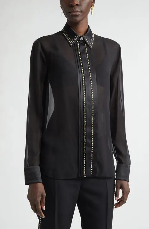 Versace Studded Silk Georgette Button-up Shirt