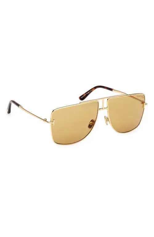 TOM FORD Eliott 59mm Navigator Sunglasses - Yellow Gold/vicuna Lens