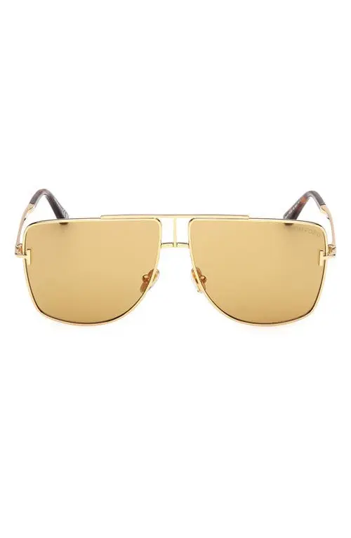 TOM FORD Eliott 59mm Navigator Sunglasses - Yellow Gold/vicuna Lens