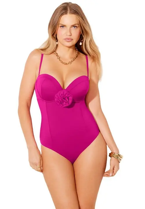 SWIMSUITS FOR ALL Rosette Underwire One Piece Swimsuit - Fruit Punch