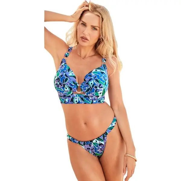 SWIMSUITS FOR ALL Shimmer Ring Bra Sized Underwire Bikini Top - Blue Paradise