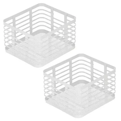 MDESIGN Metal Pantry Basket With Handlespantry Storage Baskets For Fruits And Vegetablesset Of 2 - Matte White